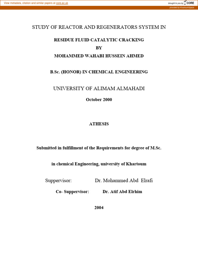 Reactor and Regenerator System of FCC | PDF | Cracking (Chemistry ...