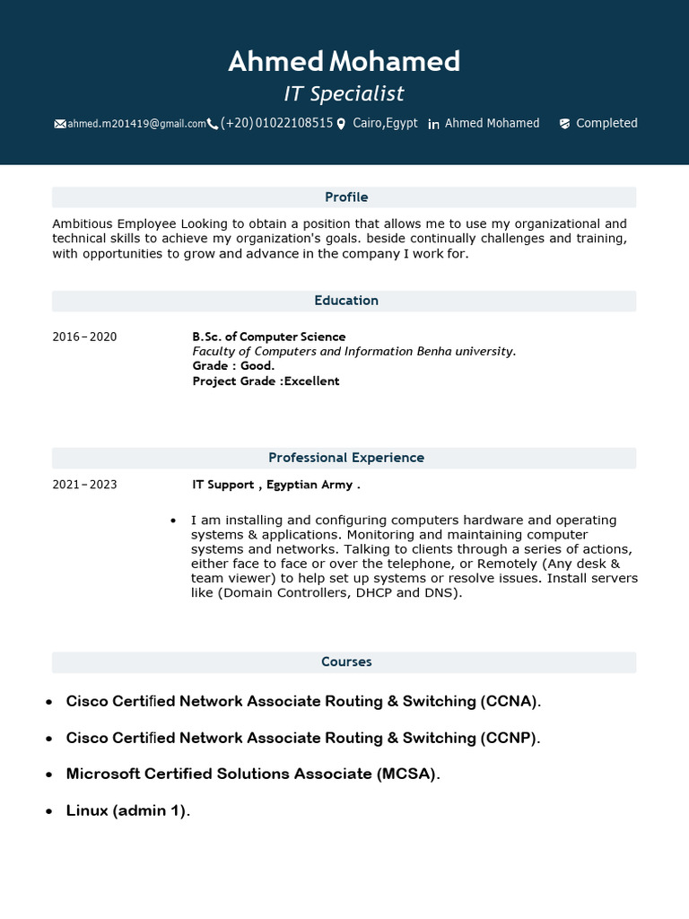 MY-CV | PDF | Computer Network | Computer Architecture