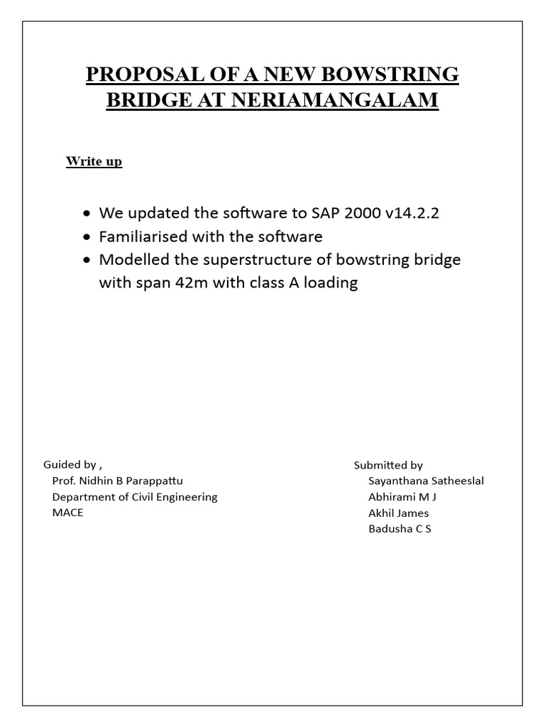 Bowstring Bridge Proposal at Neriamangalam | PDF