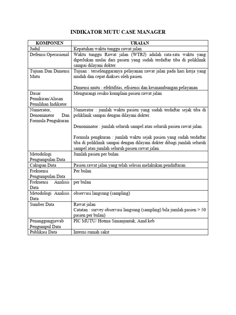 Indikator Mutu Case Manager | PDF | Pengembangan Diri | Sains & Matematika