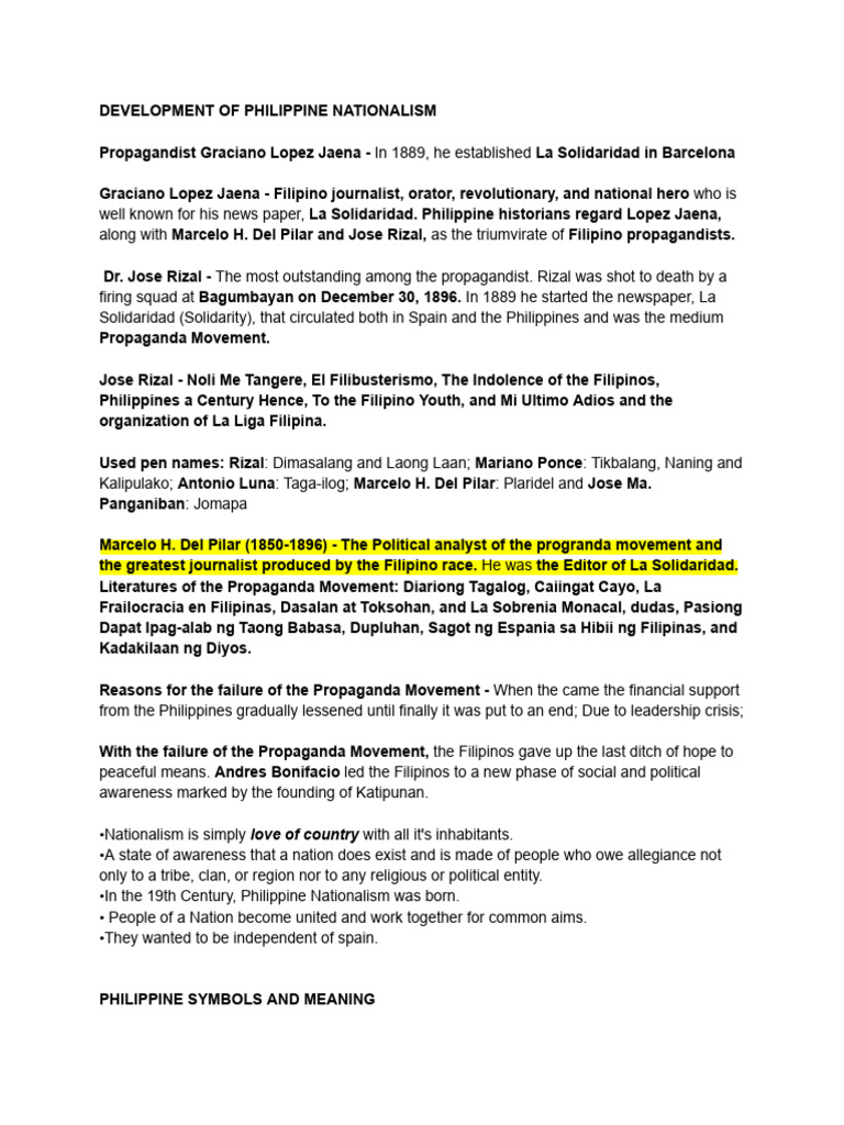 Nationalism Reviewer | PDF | Philippines