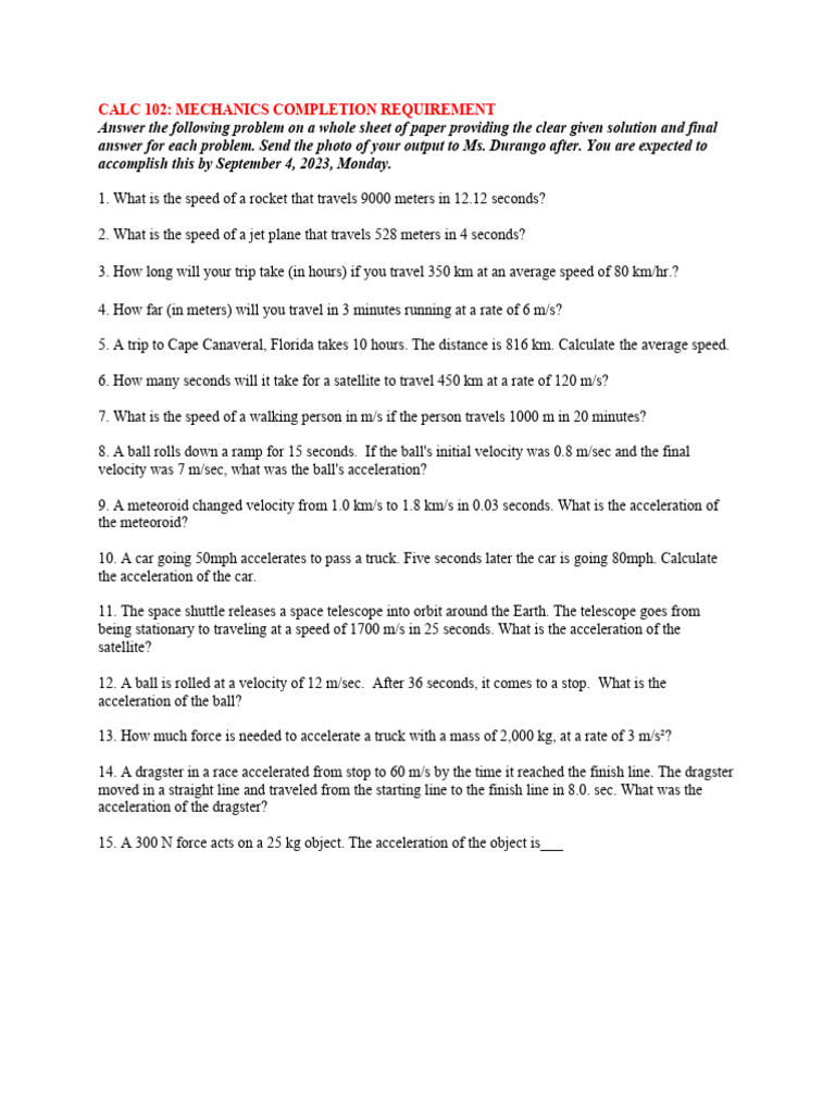 Mechanics Problem Set Solutions | PDF