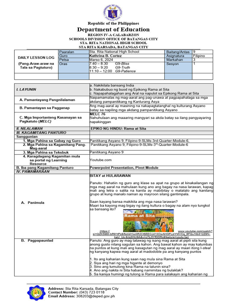 Rama at Sita Lesson Plan | PDF