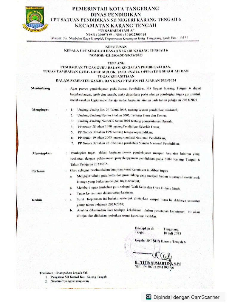 jadwal dan SK pembagian tugas-2-4 | PDF