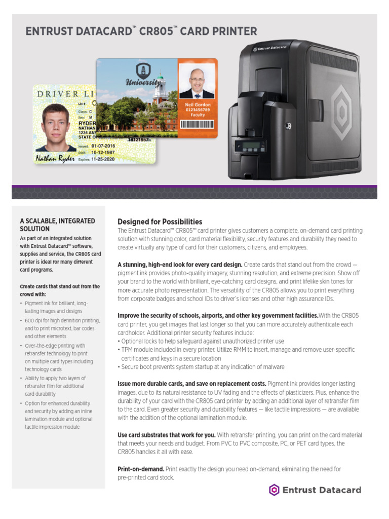 Datacard CR805 Brochure | PDF | Printer (Computing) | Wi Fi