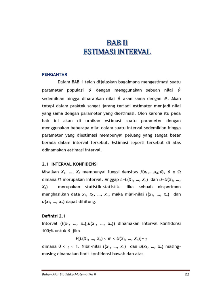Estimasi Interval | PDF | Metode & Bahan Ajar