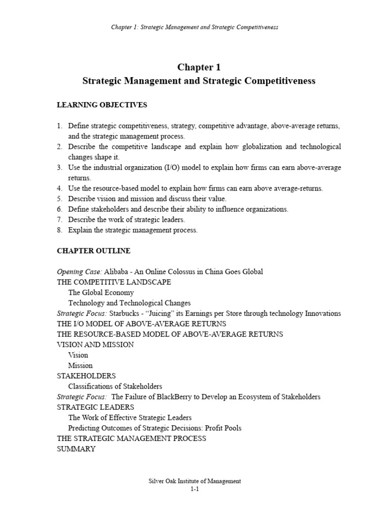 Hitt - Inst - Manual - 12e - ch01 - Updated 12.4.17 | PDF | Strategic ...