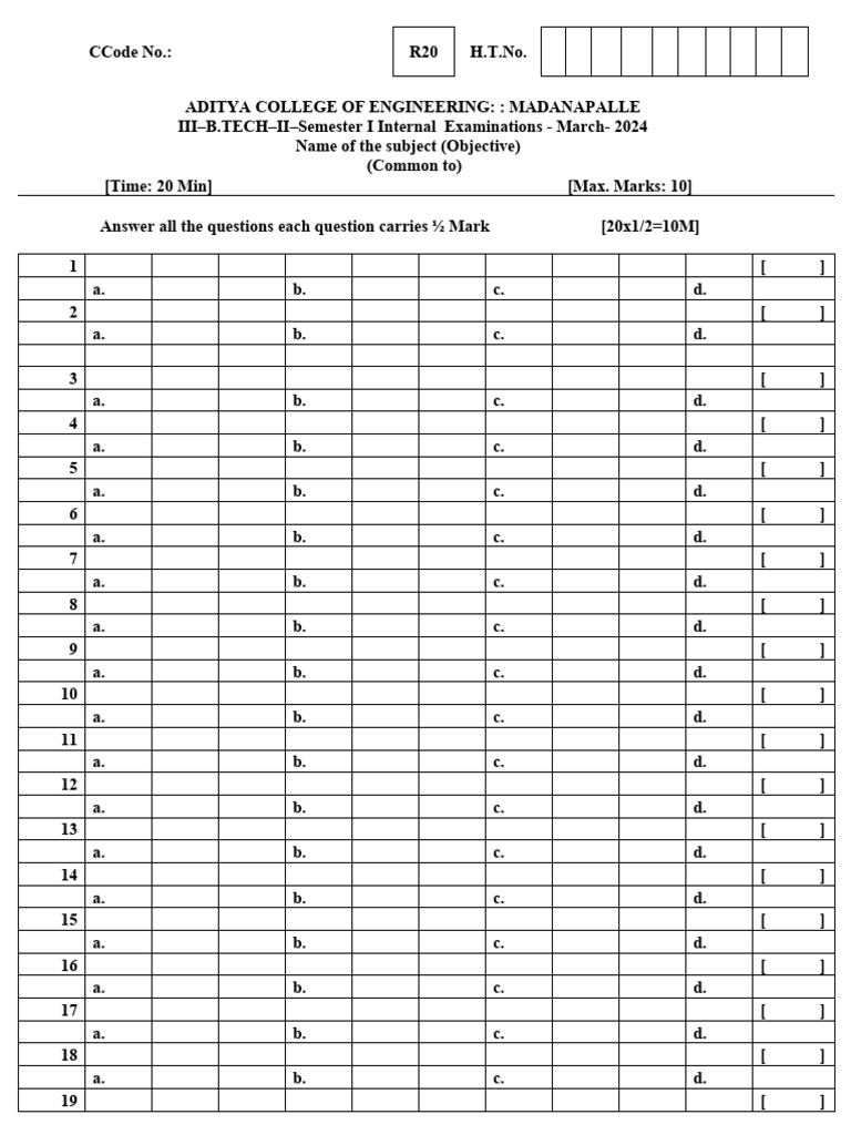 NAAC QP Pattern - Objective III YEAR | PDF