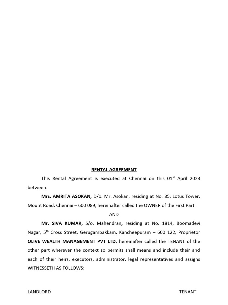 Basic Rent Agreement | PDF | Leasehold Estate | Lease