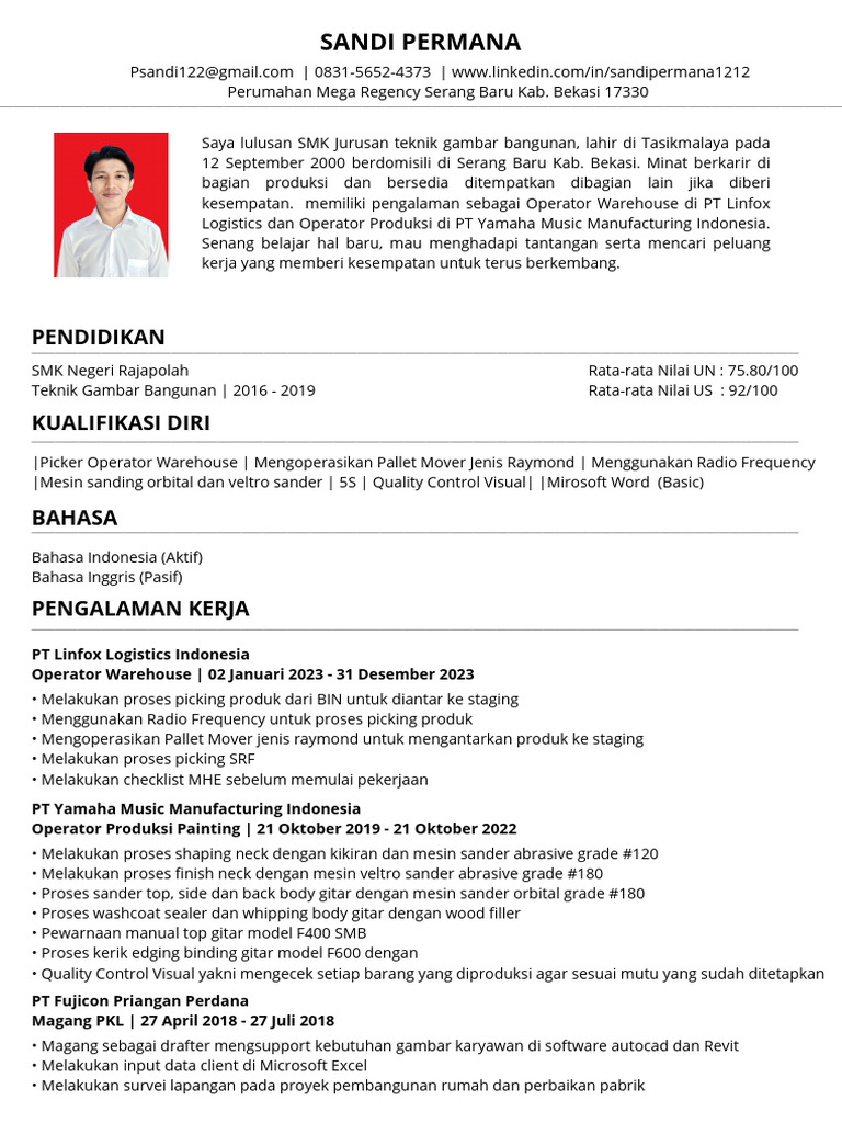 Sandi Permana - CV | PDF