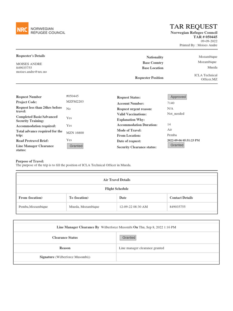 TAR Request 050445 | Download Free PDF | Security Clearance