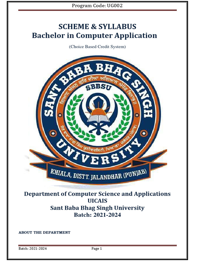 Bca 2021 Syllabus | PDF | Computer Programming | Computing