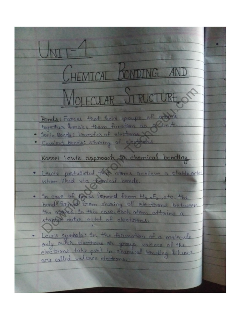 Chemical Bonding and Molecular Structure Class 11 Chemistry Mo | PDF