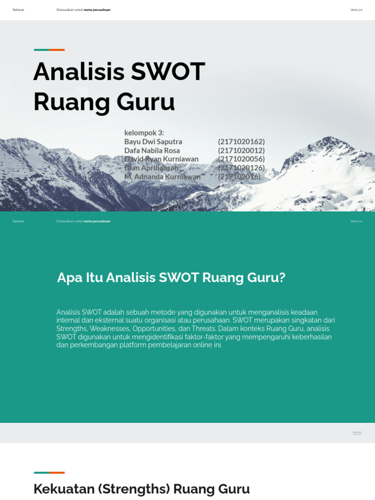 Analisis SWOT Ruang Guru | PDF | Karier & Perkembangan