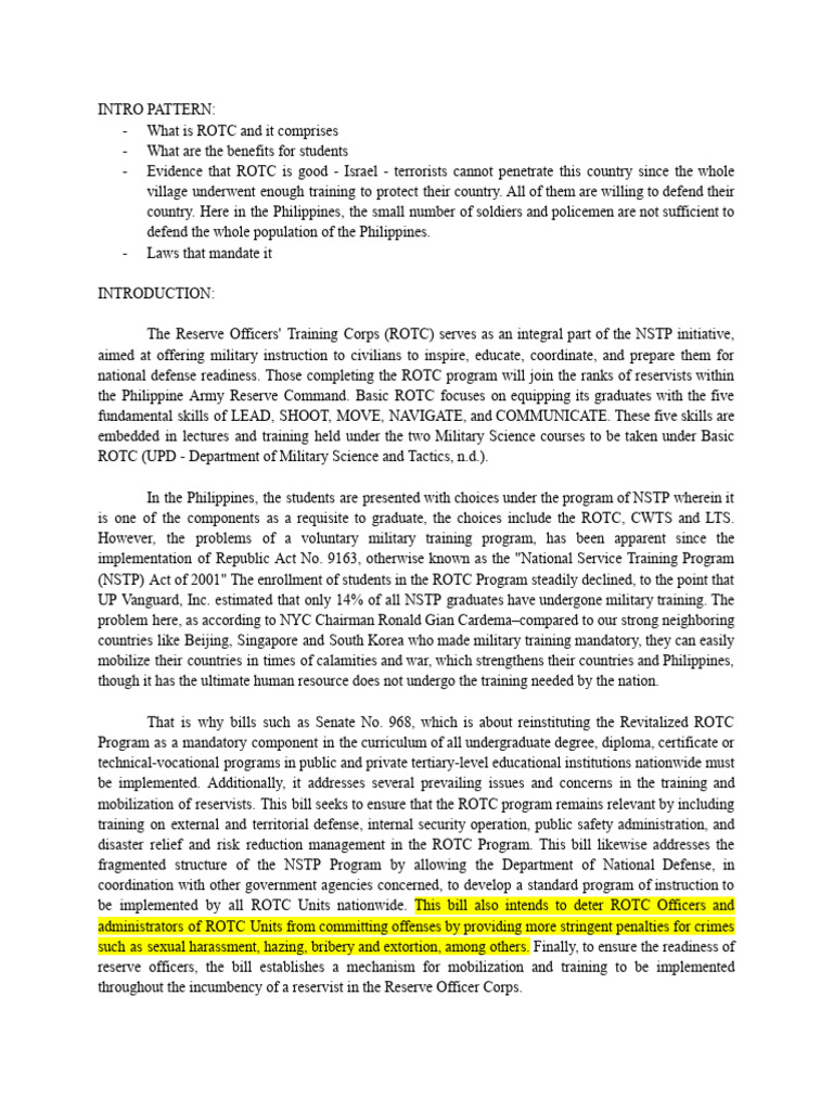 Rotc - Pro Script | PDF | Reserve Officers' Training Corps | Computer ...