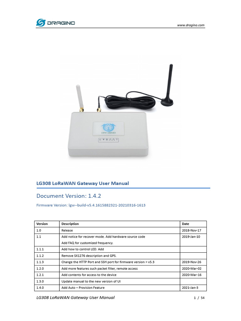 LG308 LoRaWAN Gateway User Manual v1.4.2 | PDF | Ip Address | Wi Fi
