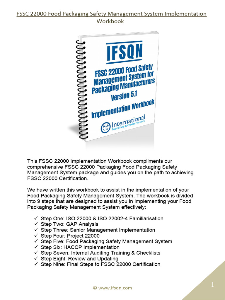 FSSC 22000 Packaging FSMS Implementation Workbook V5.1 Sample | PDF | Food Safety | Hazard ...