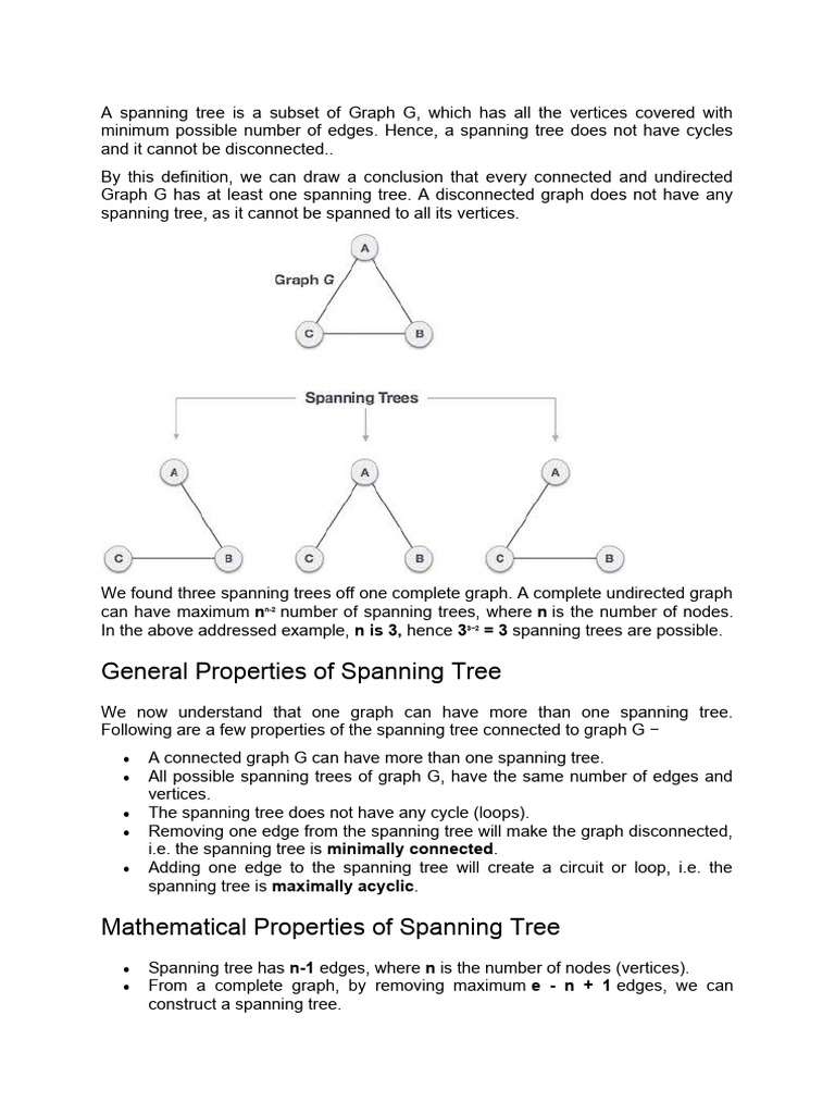 A Spanning Tree Is A Subset of Graph G | PDF | Algorithms And Data Structures | Algorithms