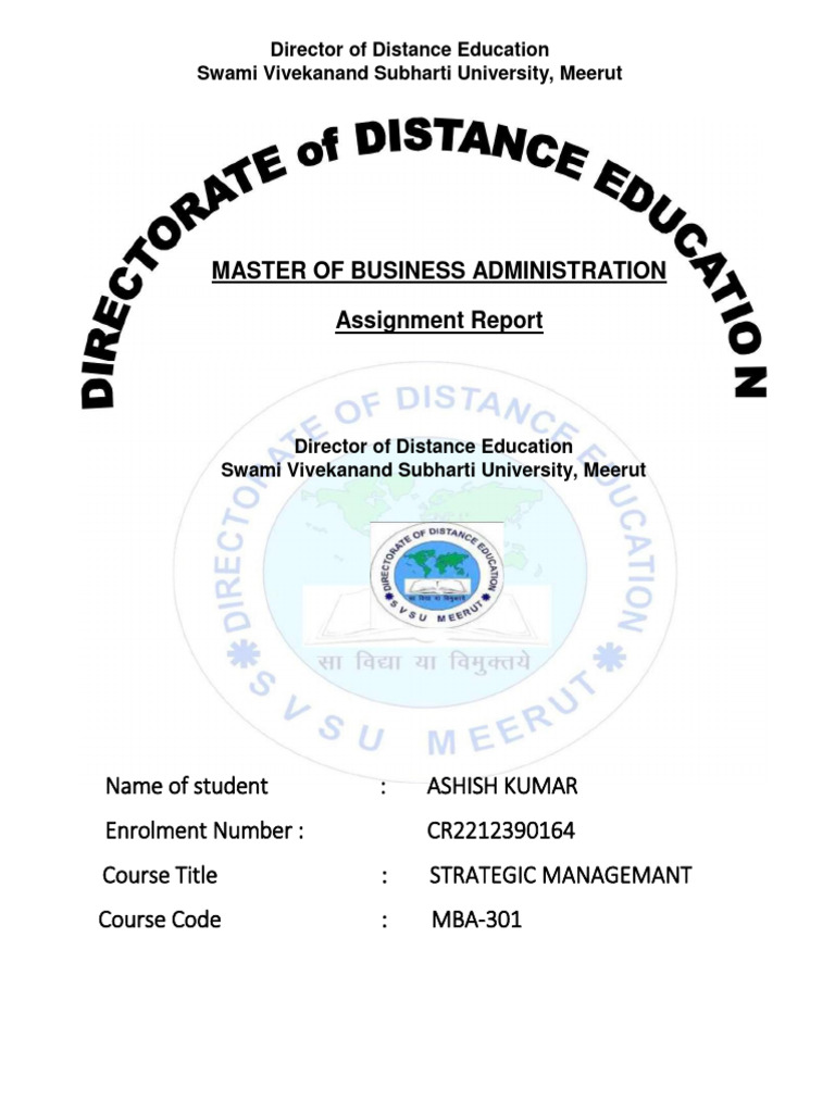Mba 301 Pdf Strategic Management Goal