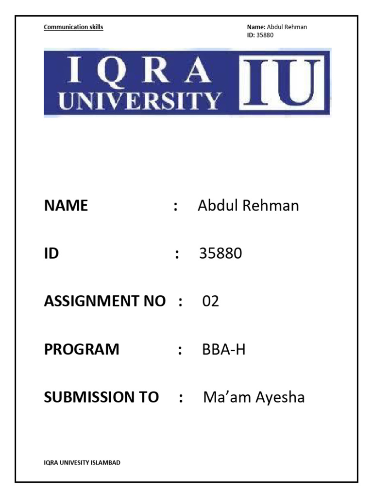 assignment of comunication skills | PDF | Communication | Human ...