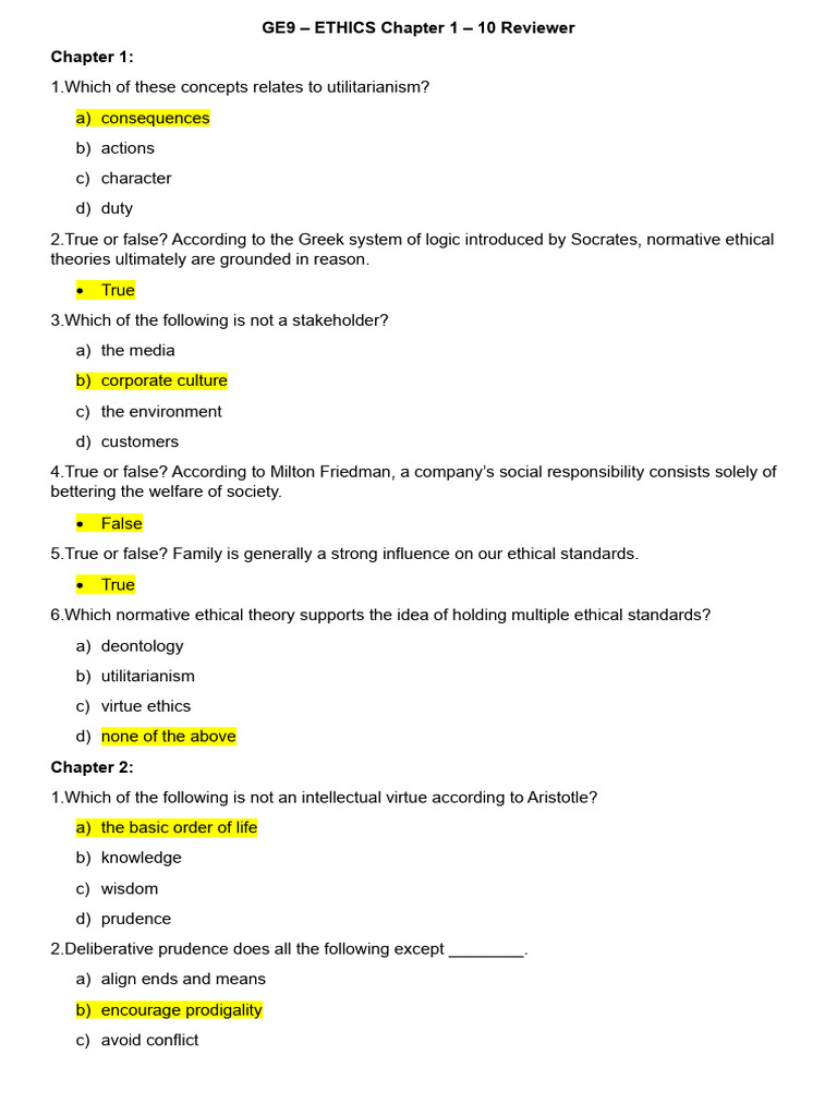 GE9 (7504) - Ethics Final Exam Reviewer | PDF | Cost Of Living | Civil ...