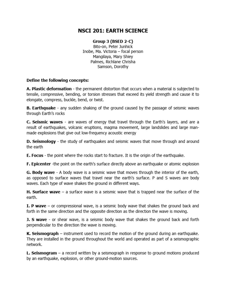 Earthquake Concepts and Definitions | PDF | Earthquakes | Seismology