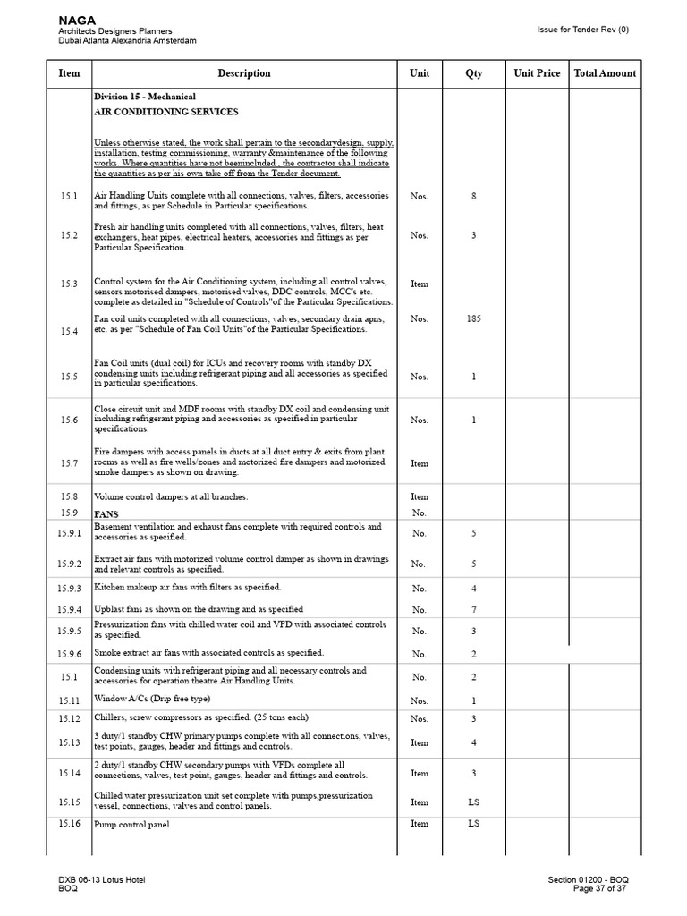Toaz - Info Boq Mep Finalxls PR | PDF | Duct (Flow) | Fire Sprinkler System