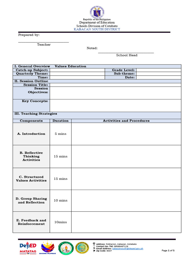 KSD Catch Up Friday Lesson Prep Template (1) | PDF | Behavior ...