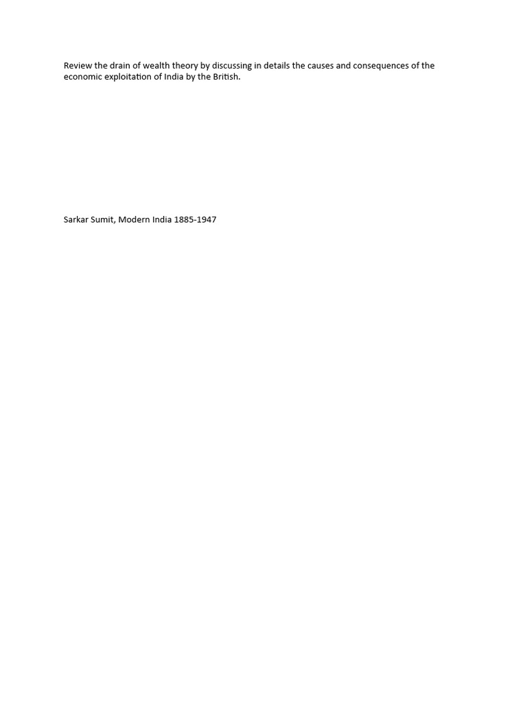 Review The Drain of Wealth Theory by Discussing in Details The Causes ...
