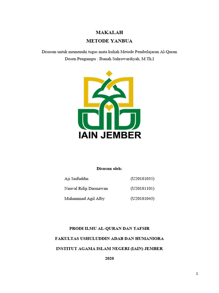 Metode Yanbua dalam Pembelajaran Al-Qur'an | PDF