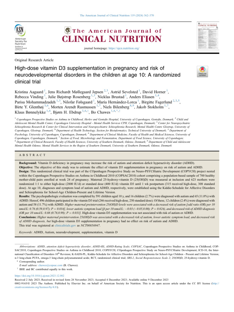 High-Dose Vitamin D3 Supplementation in Pregnancy and Risk of ... High-Dose Vitamin D3 Supplementation in Pregnancy and Risk of ...