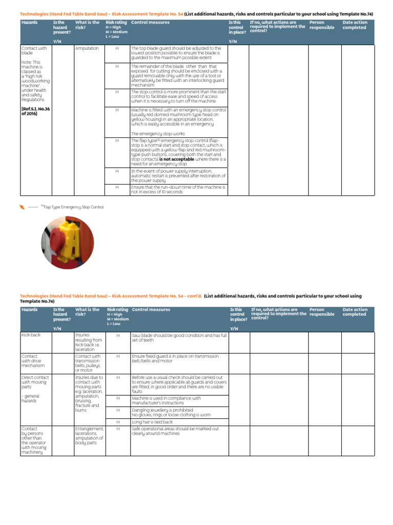 Risk Assessment Band Saw | PDF | Personal Protective Equipment | Hazards
