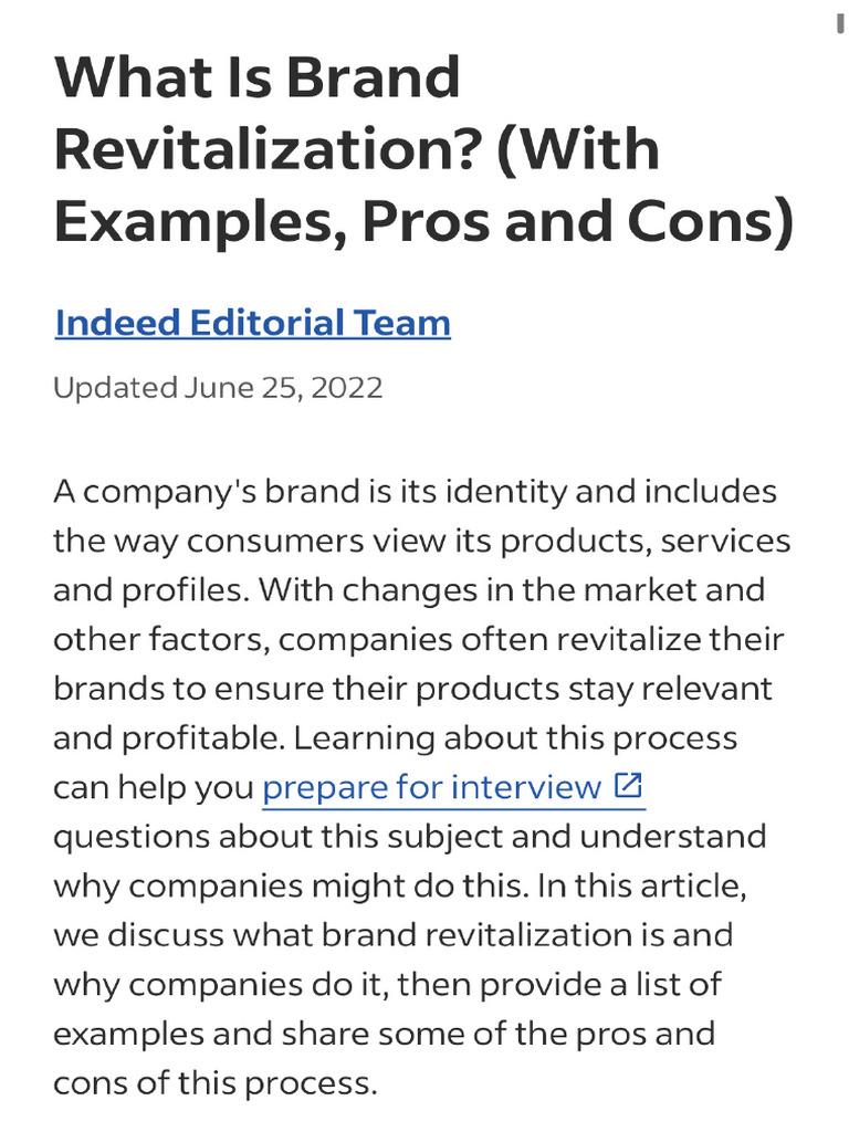 Brand Rejuvenation and Brand Re-Launch | PDF