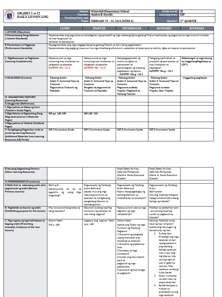 DLL - Esp 3 - Q3 - W4 | PDF