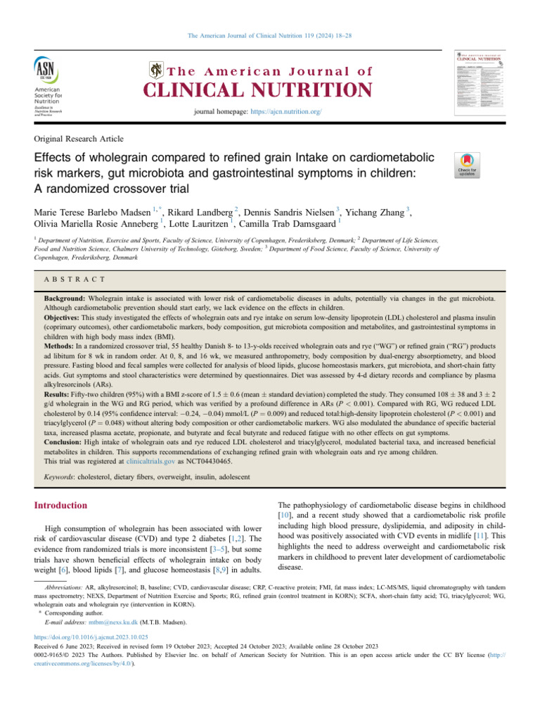 Effects of Wholegrain Compared To Refined Grain Intake On ...