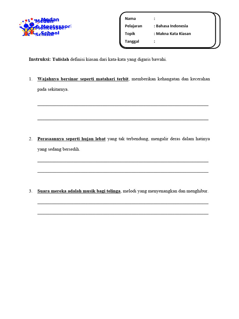 Worksheet Bahasa Indonesia | PDF