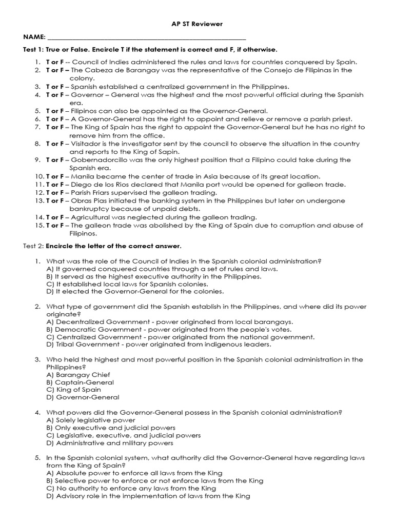 AP ST Reviewer | Download Free PDF | Former Spanish Colonies | Spanish Empire