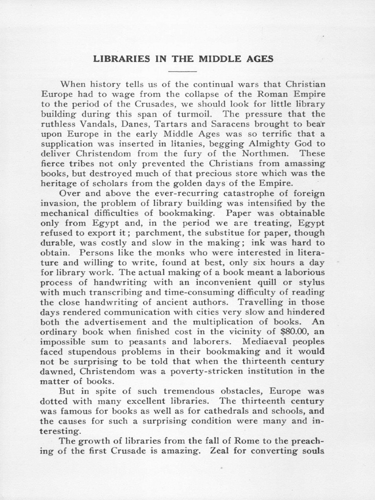 Libraries in The Middle Ages | PDF | Middle Ages