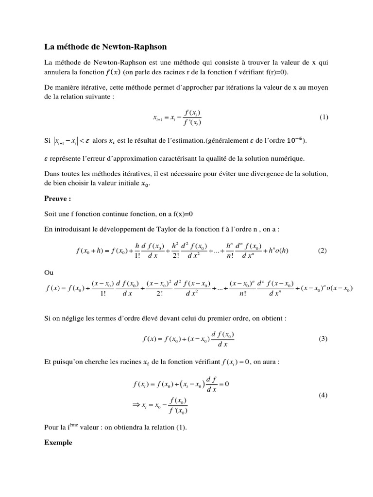 Méthode de Newton-Raphson expliquée | PDF | Analyses | Mathématiques
