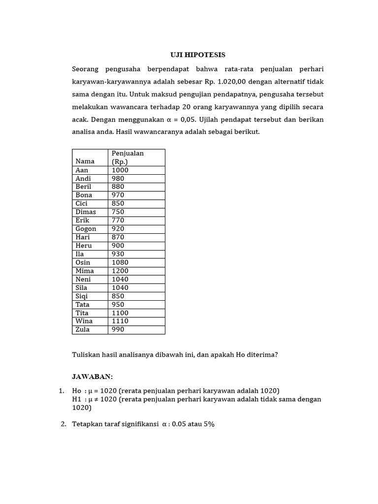 Uji Hipotesis Pdf