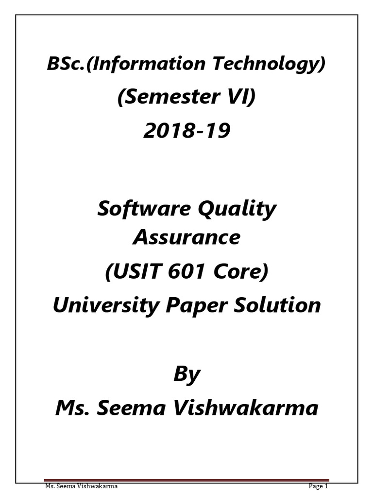 SQA Paper Solution Nov19 | PDF | Software Testing | Verification And ...