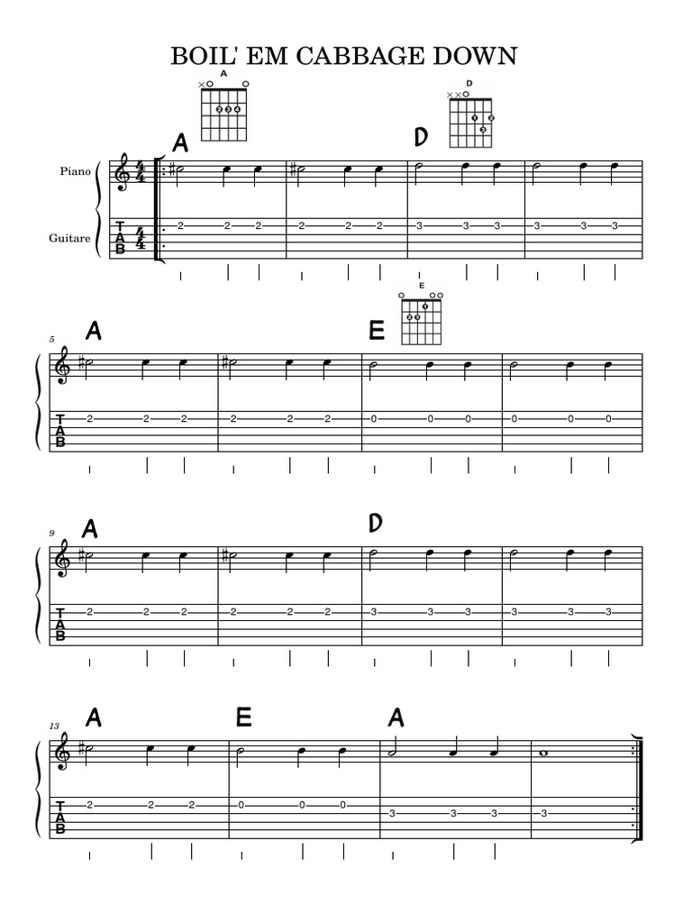 Boil 'Em Cabbage Down Chords | PDF