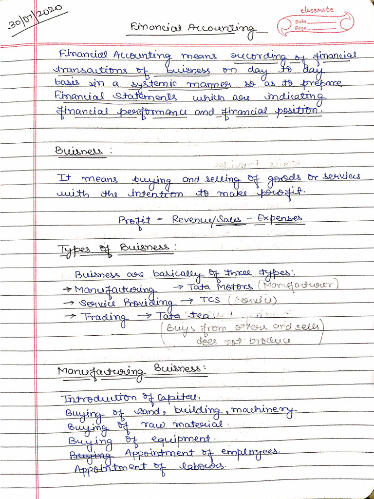 Financial Accounting Notes | PDF