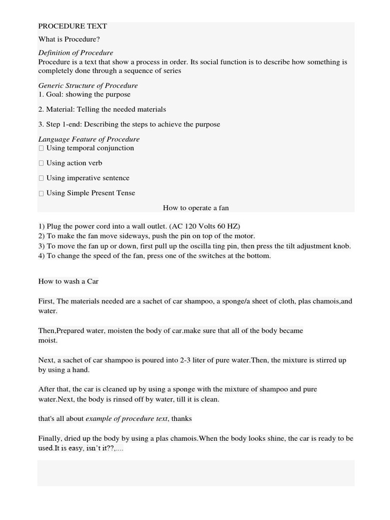 Contoh Procedure Text | PDF | Ac Power Plugs And Sockets