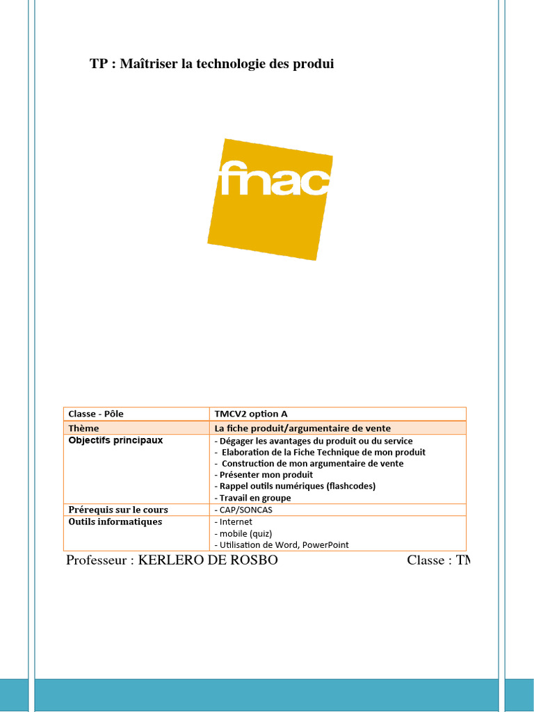 Fiche Produit et Argumentaire de Vente | PDF | Business | Informatique