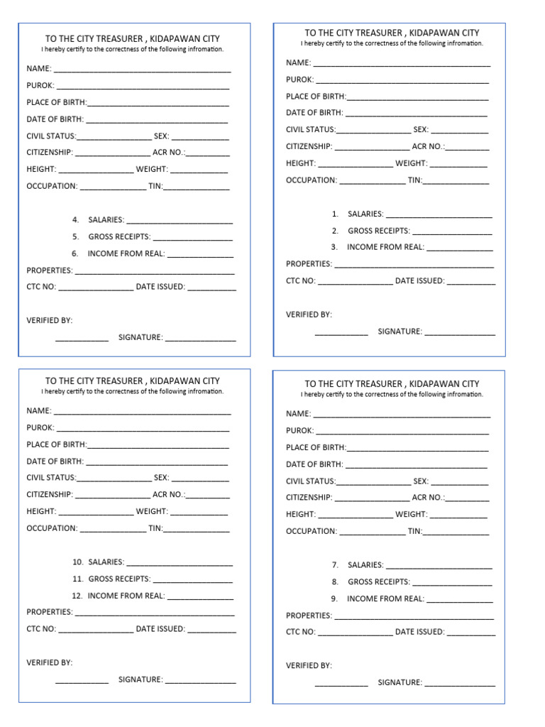 CEDULA FORM | PDF | Taxes | Government Finances