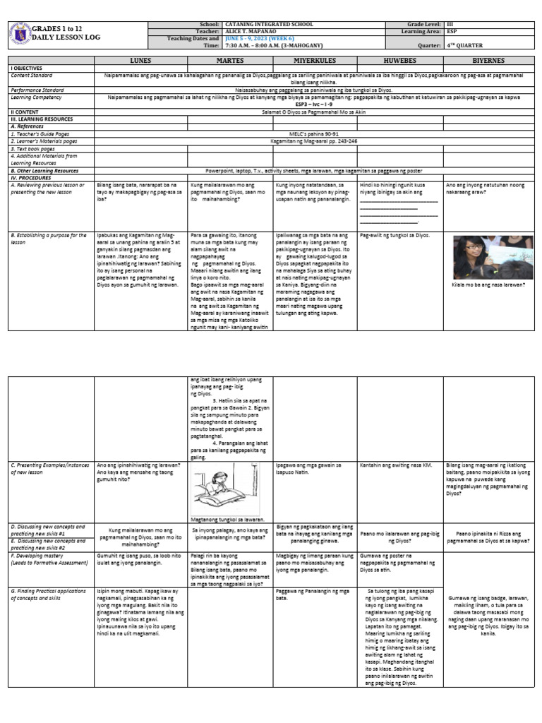 DLL - Esp 3 - Q4 - W6 | PDF
