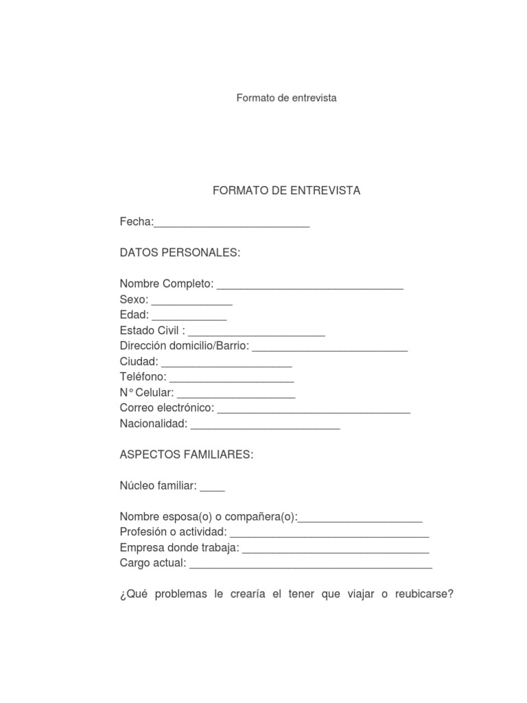 FORMATO DE ENTREVISTA