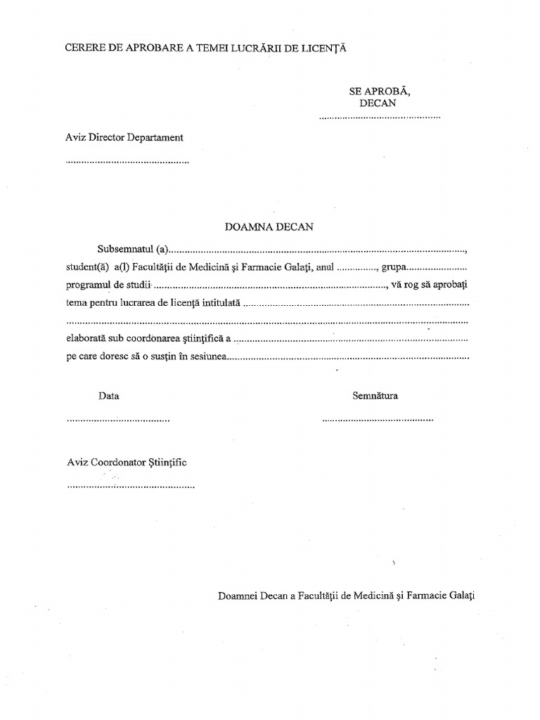 cerere tema licenta | PDF