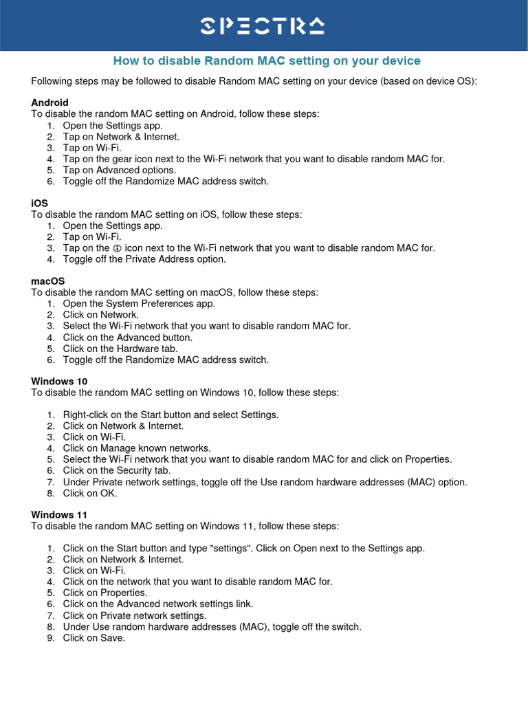 User Manual Disable Random Mac Pdf